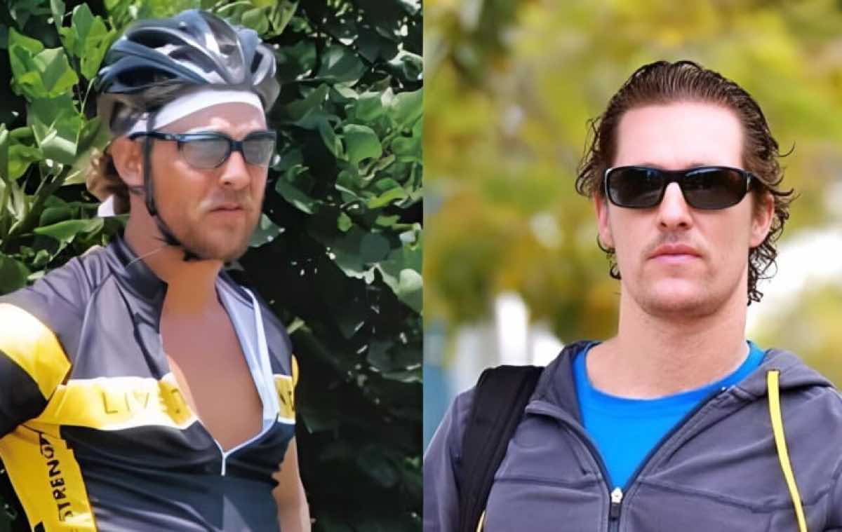 Matthew McConaughey lo appoggia sulla canna della bike e poi cammina ...
